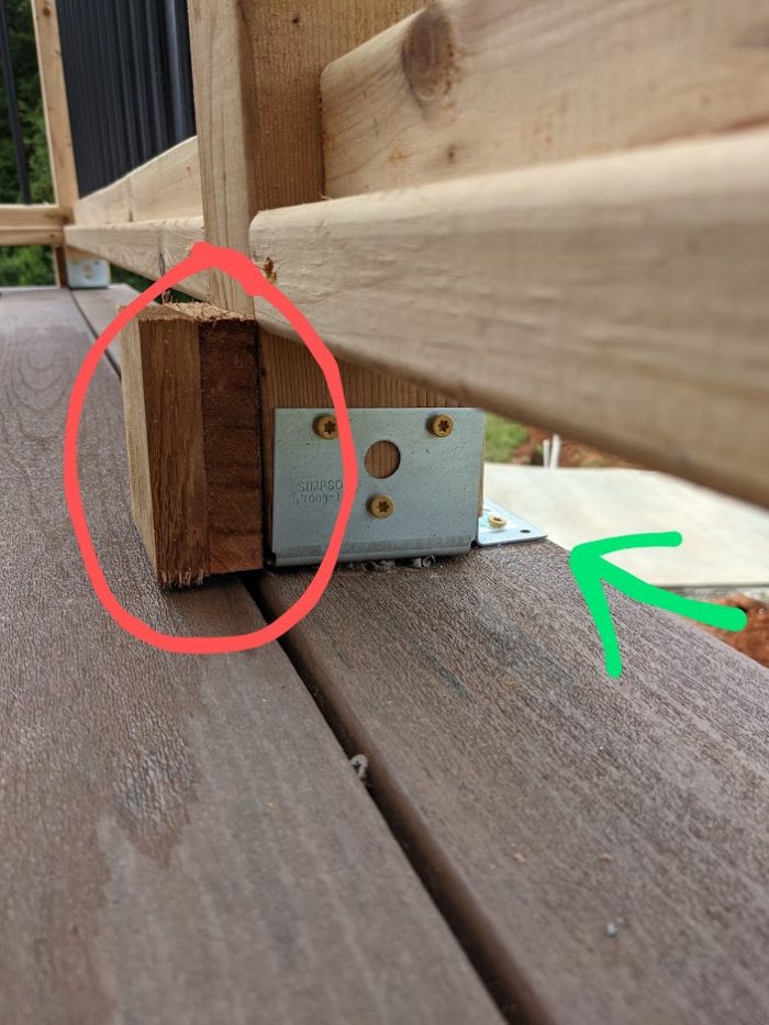 Unsafe Guardrail Post - GreenBuildingAdvisor