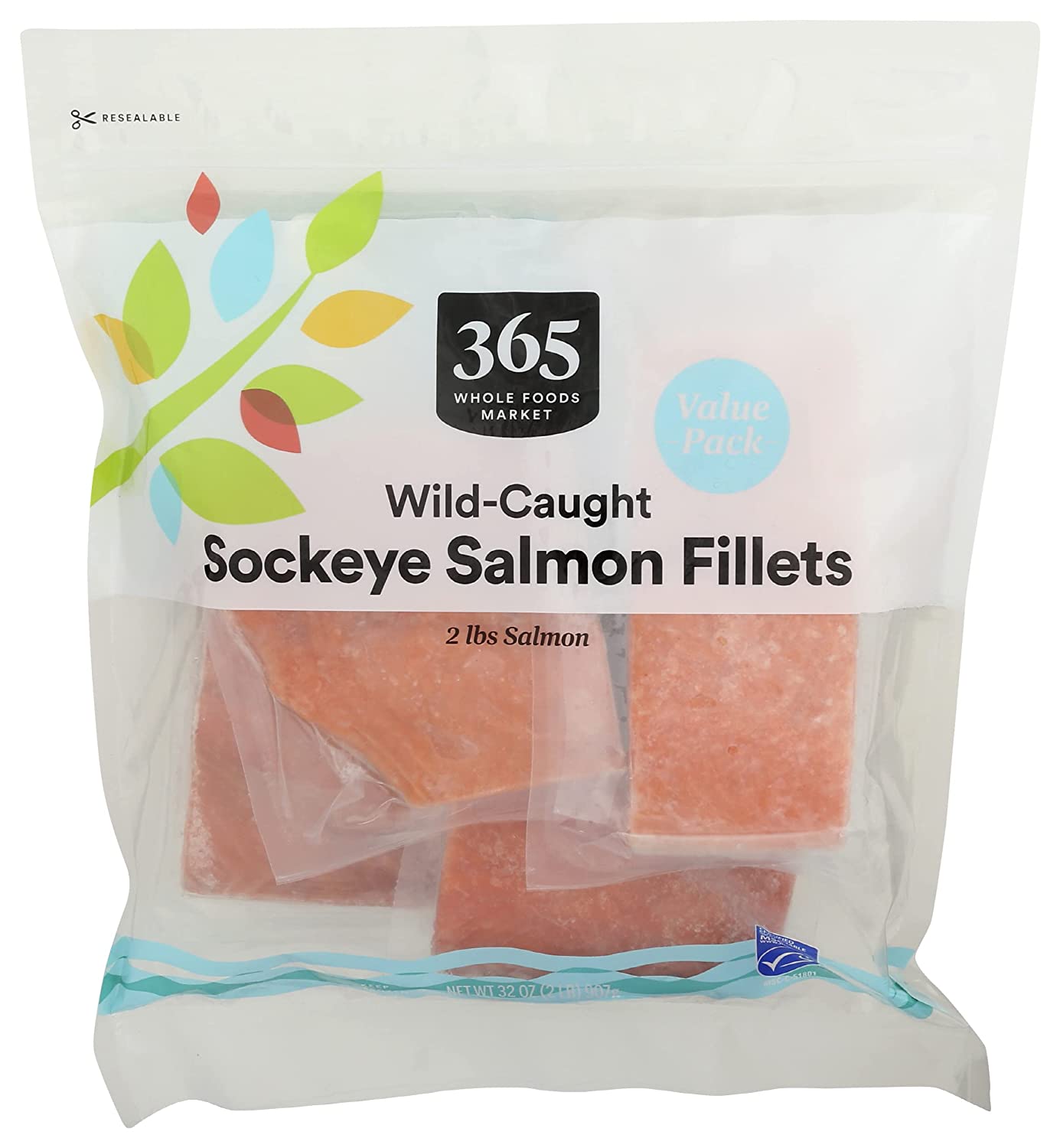 365 By Whole Foods Market, Value Pack Salmon Fillet Sockeye Wild Frozen ...