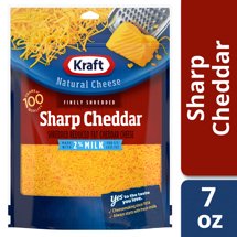 Kraft Finely Shredded Sharp Cheddar Cheese Made With 2% Reduce Fat Milk ...