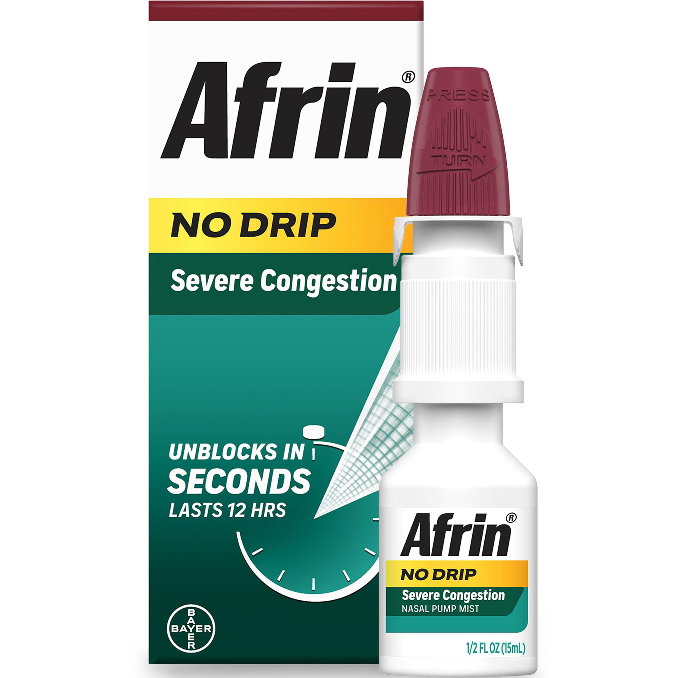 Afrin No Drip Severe Congestion 12 Hour Maximum Strength Menthol Pump Mist