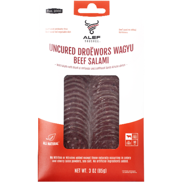 Alef Sausage Uncured Droewors Wagyu Beef Salamii