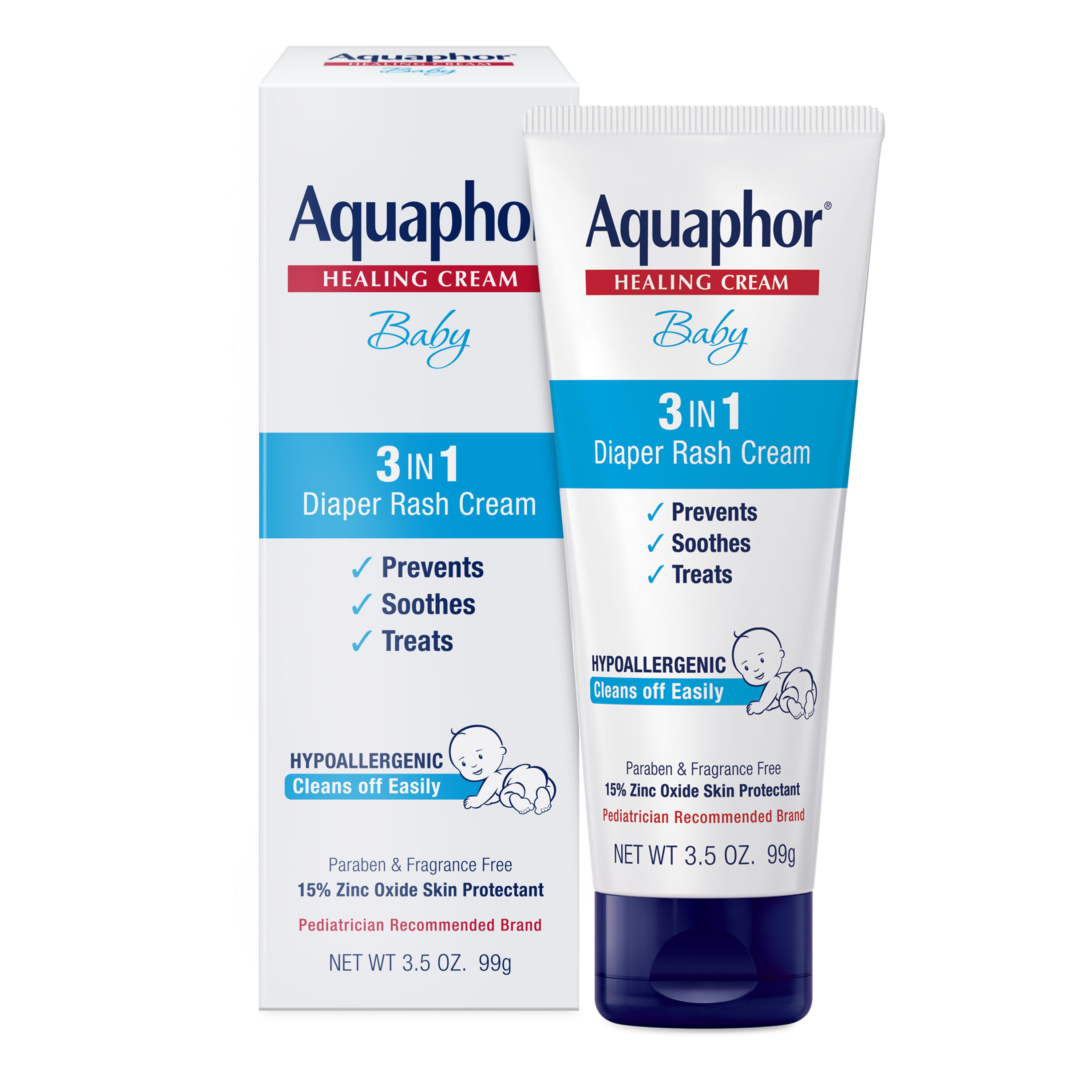 Aquaphor Baby Diaper Rash Cream, 3-in-1 Diaper Rash Relief