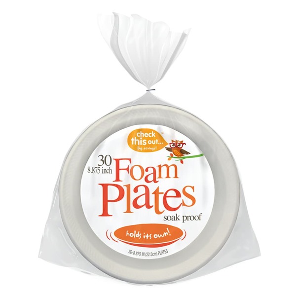 Check This Out Plates, Foam, Soak Proof, 8.875 Inch