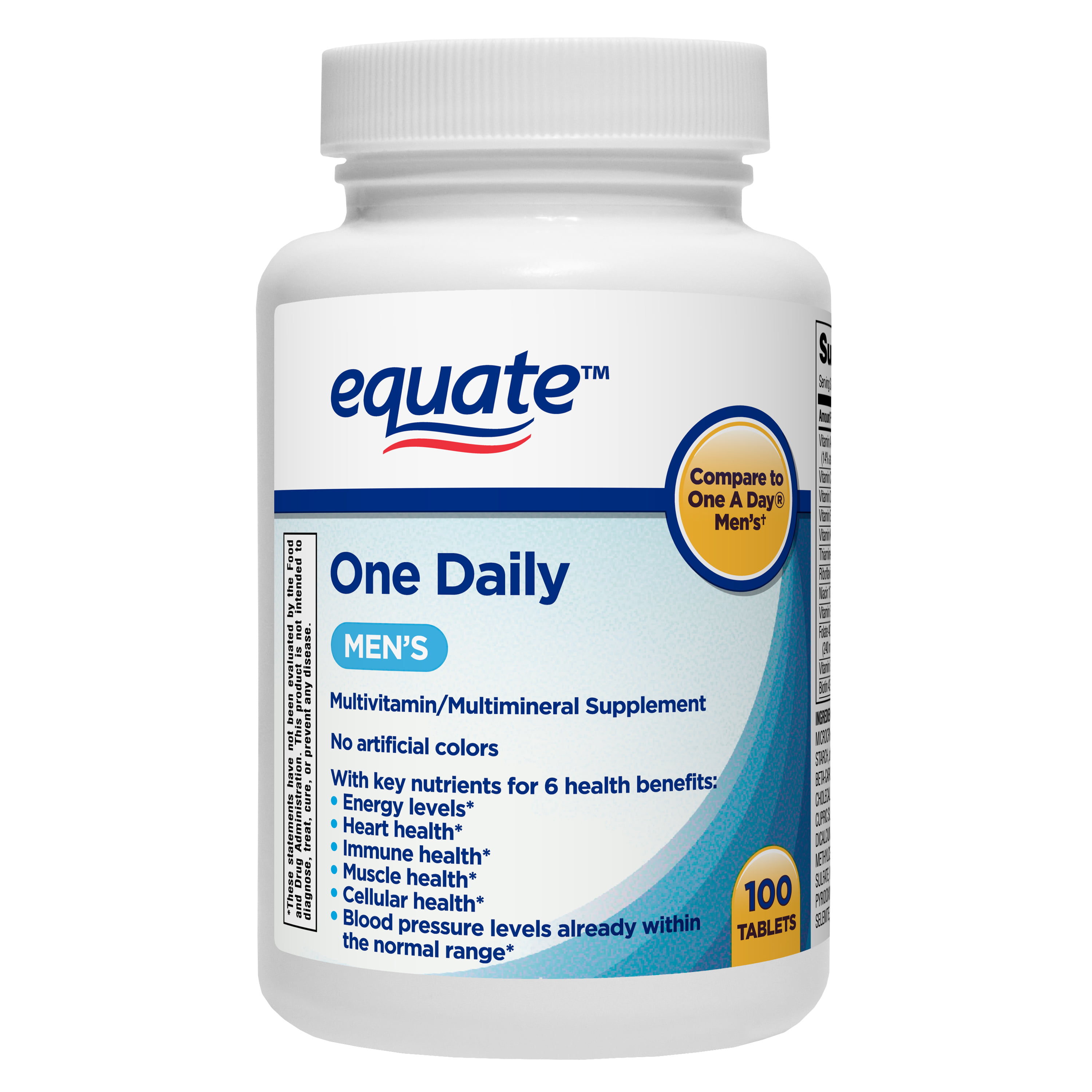 Equate One Daily Men's Multivitamin Multimineral Supplement 100ct