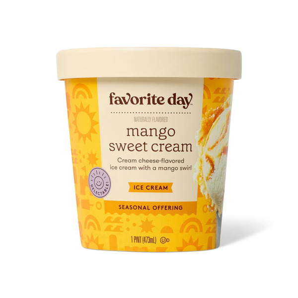 Favorite Day Mango Sweet Cream Cheese-flavored Ice Cream With A Mango Swirl