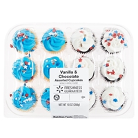 Freshness Guaranteed Vanilla & Chocolate Cupcakes, White & Blue