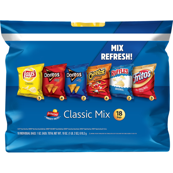Frito-lay Snacks Classic Mix Chips Variety Pack, Lay's, Doritos, Fritos ...