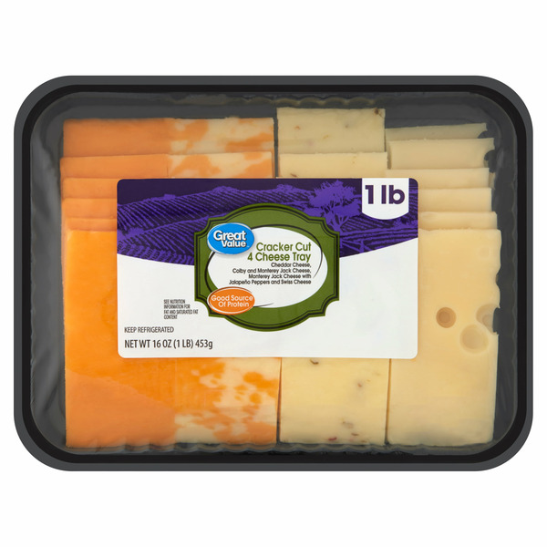 Great Value Cracker Cut 4 Cheese Tray