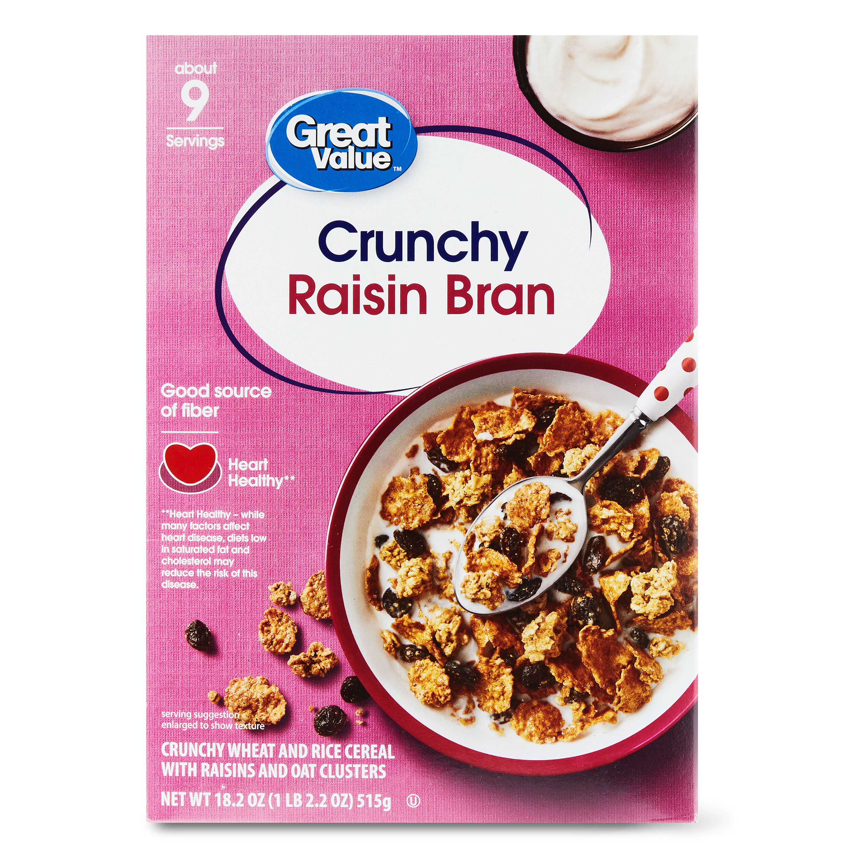 Great Value Crunchy Raisin Bran Breakfast Cereal
