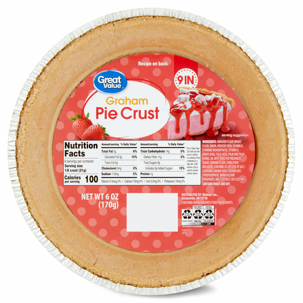 Great Value: Graham Cracker Ready Pie Crust, 6 Ounce
