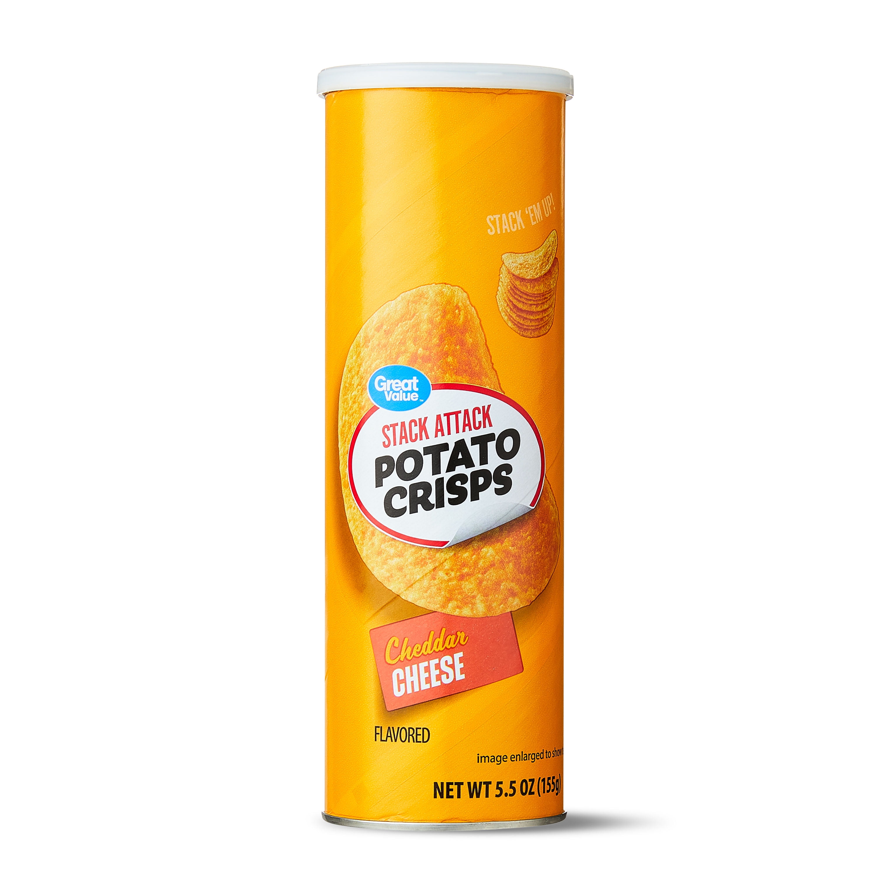 Great Value Stack Attack Potato Crisps, Cheddar Cheese