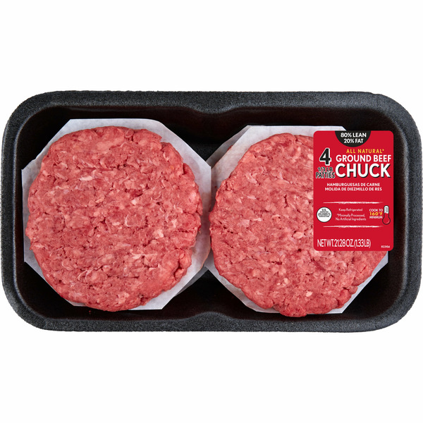 80% Lean/20% Fat, Ground Beef Chuck 4ct Patties