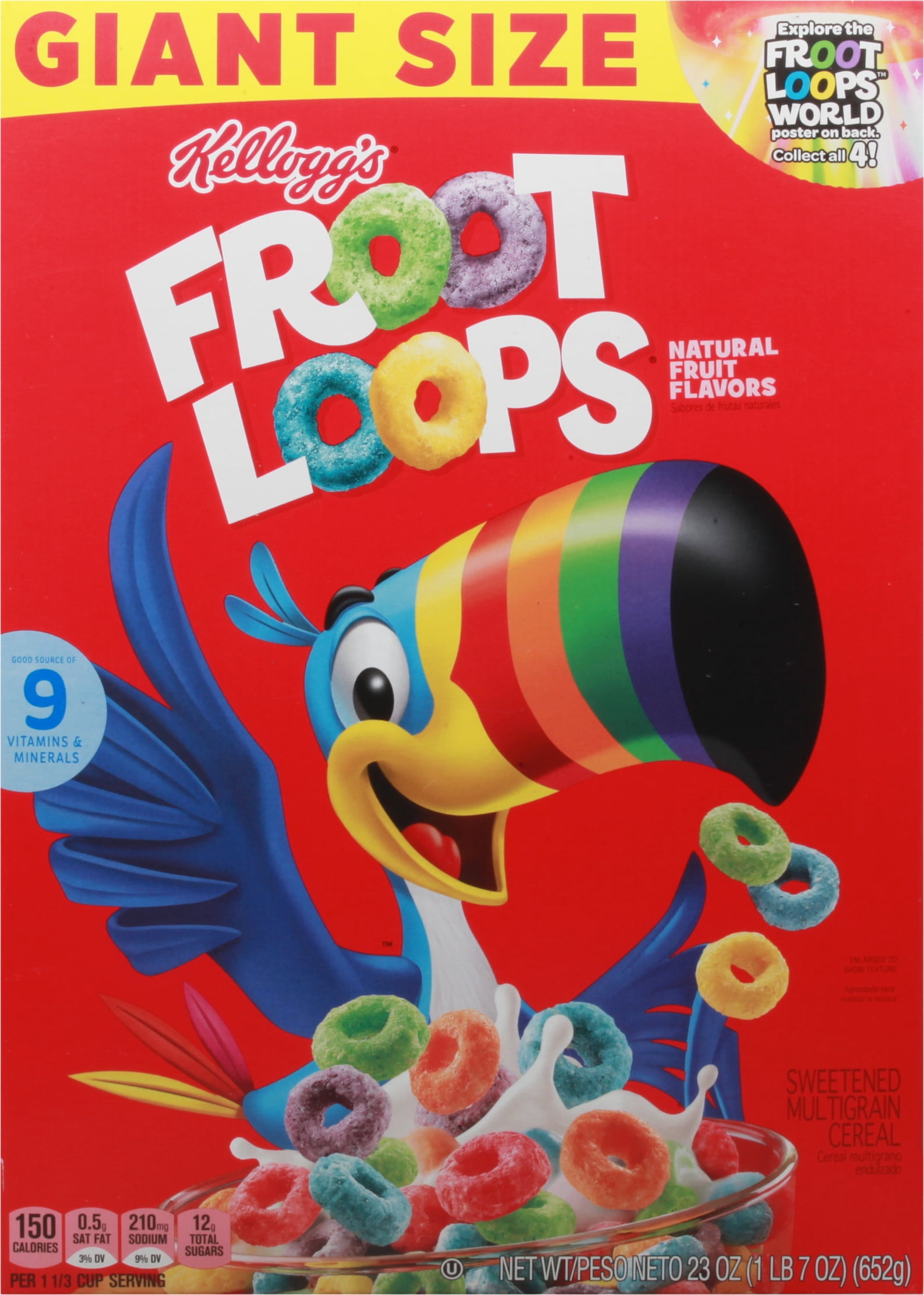 Kellogg's Froot Loops Breakfast Cereal, Breakfast Snacks With Vitamin C ...