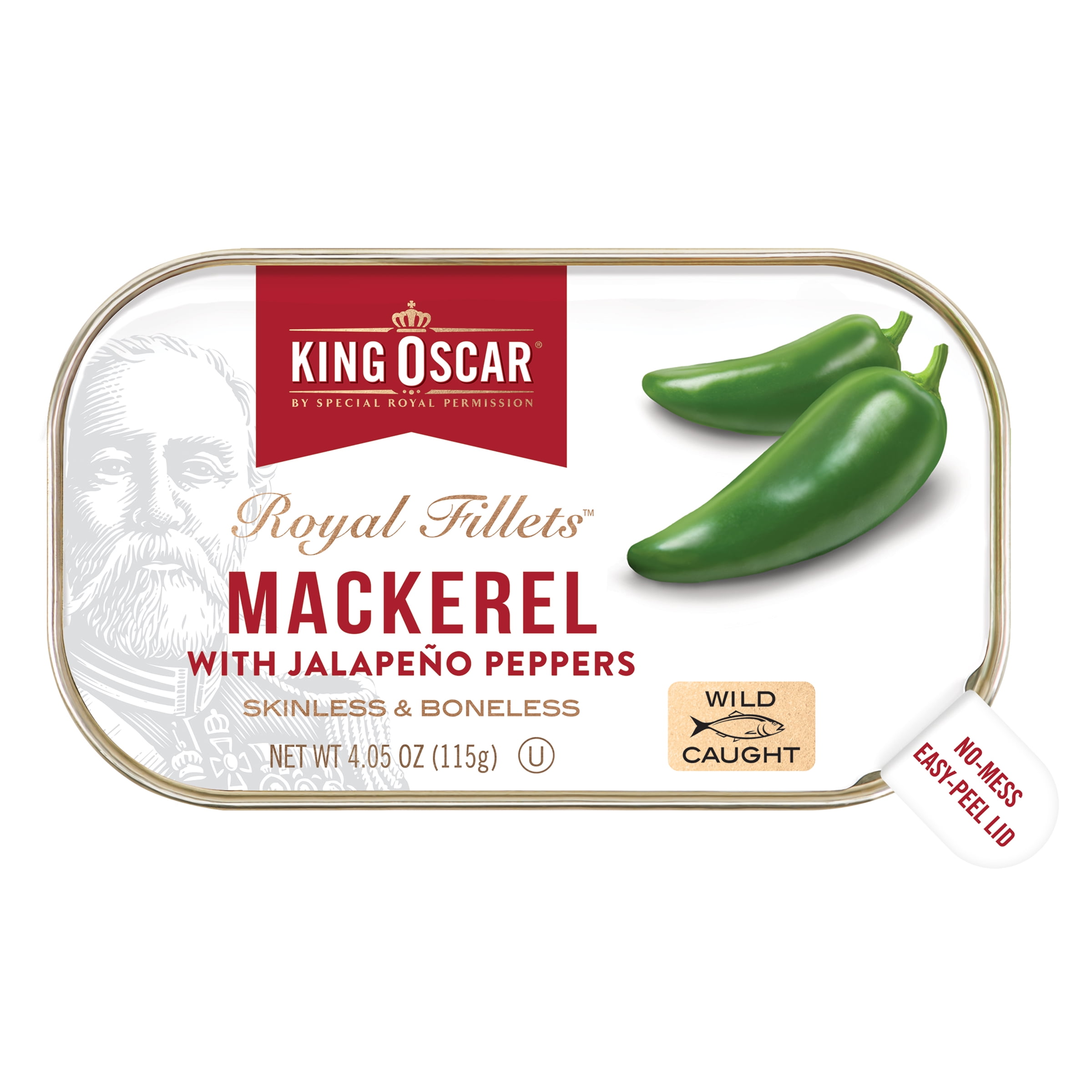 King Oscar Skinless & Boneless Mackerel Fillets, Jalapeño Peppers