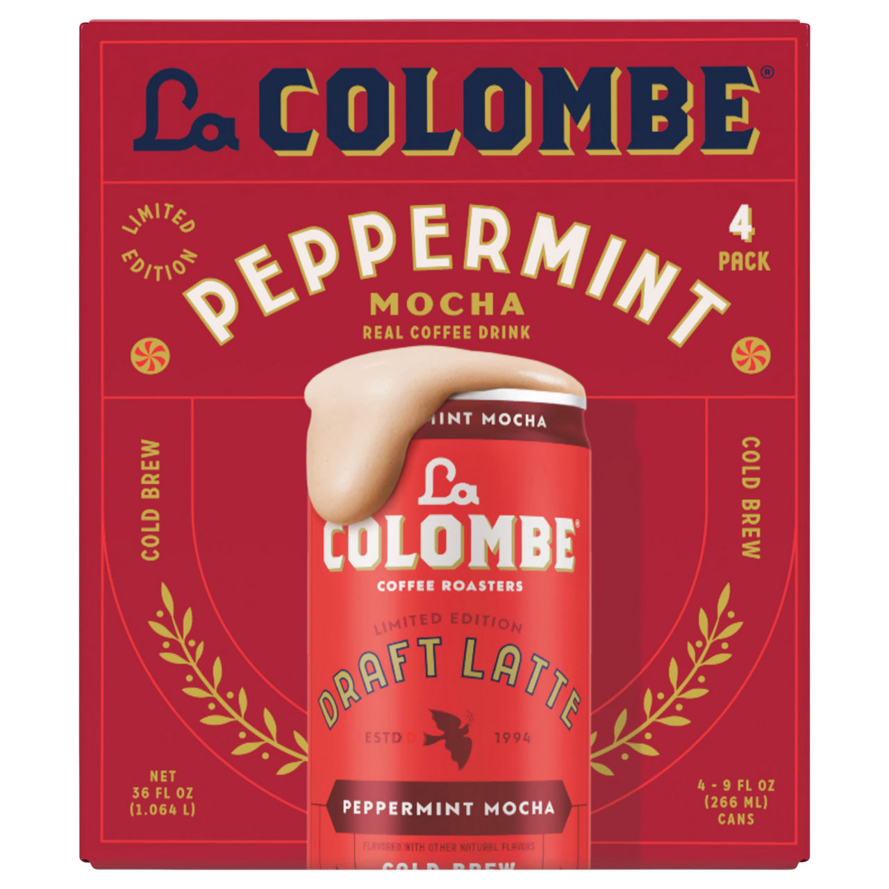 La Colombe Cold Brew, With Milk, Draft Latte, Peppermint Mocha, 4 Pack