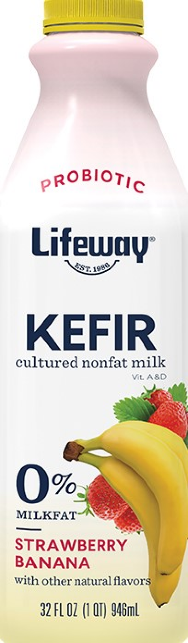 Lifeway Kefir Cultured Milk Smoothie Lowfat Probiotic Strawberry-banana
