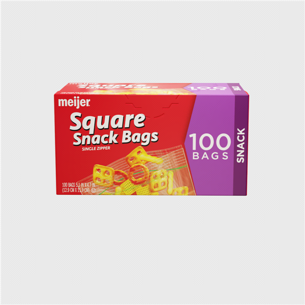 Meijer Re-closable Zipper Square Snack Bags