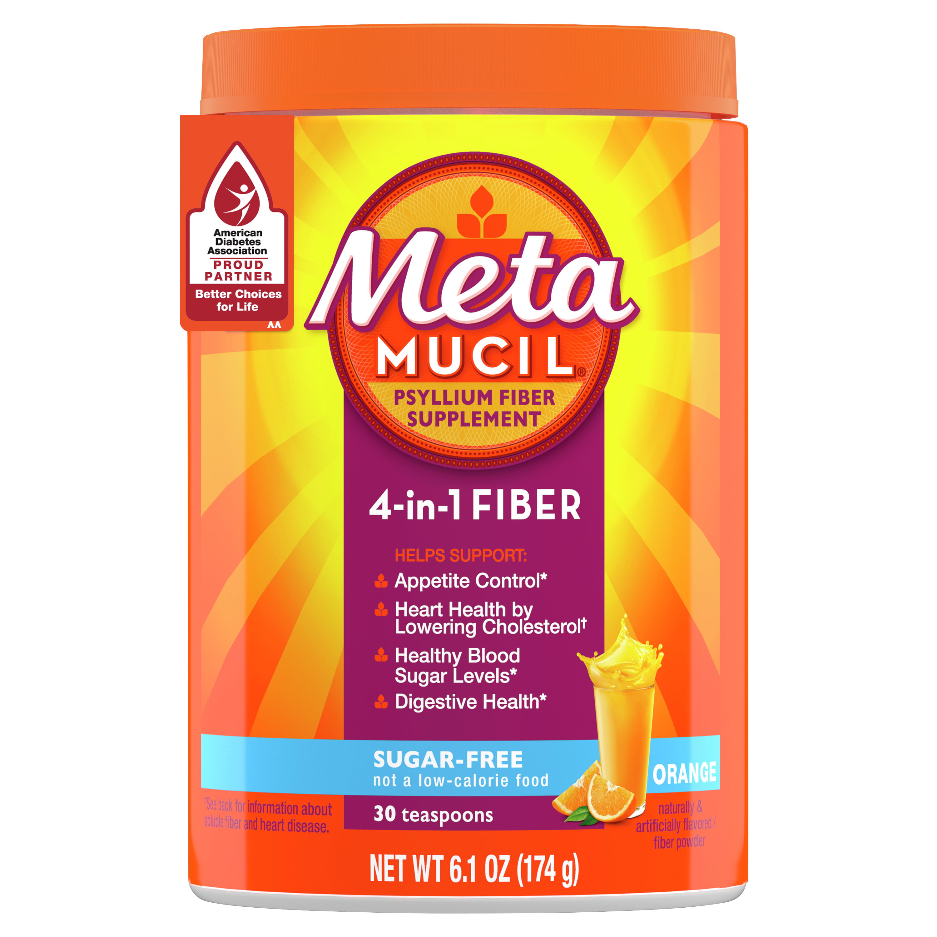 Metamucil Multihealth Fiber Sugar Free Orange Smooth