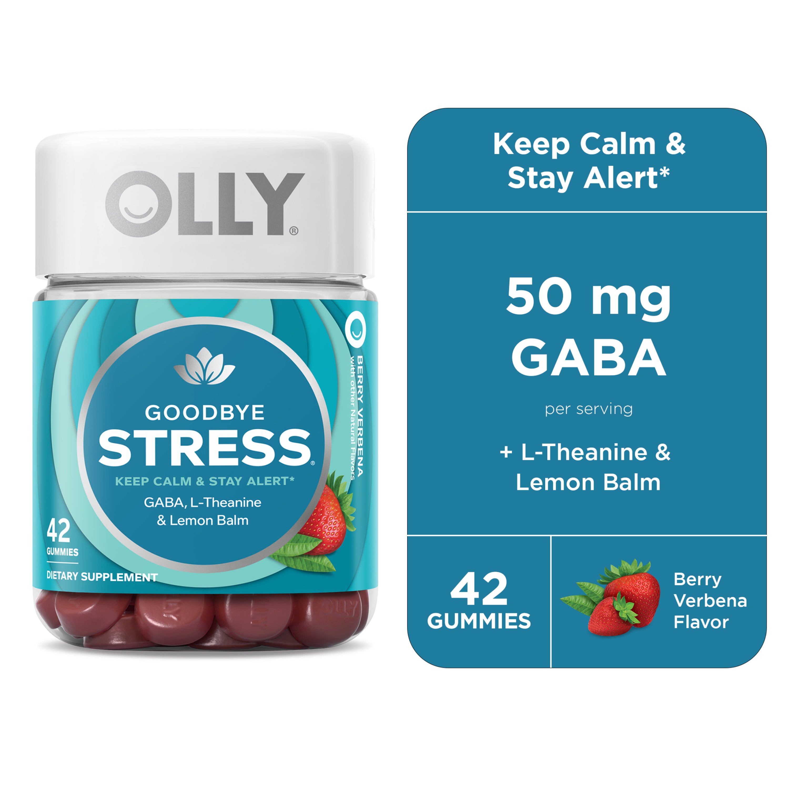 Olly Goodbye Stress Gummies With Gaba, L-theanine & Lemon Balm - Berry ...
