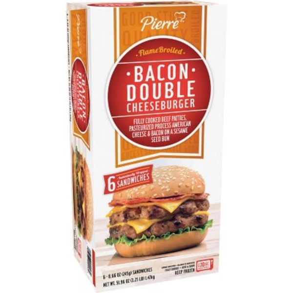 Pierre's Frozen Double Bacon Cheeseburger Sandwich