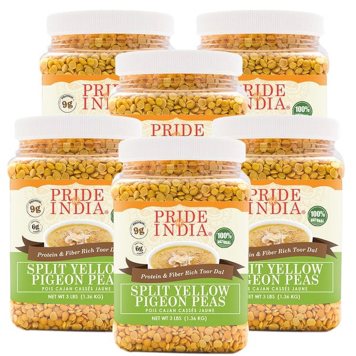 Pride Of India - Pack Of 6 - Indian Split Yellow Pigeon Peas - Protein ...