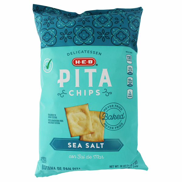 H-e-b Select Ingredients Pita Chips, Sea Salt
