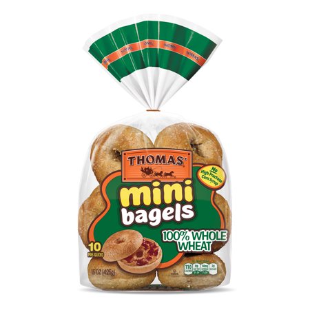 Thomas' Mini Bagels 100% Whole Wheat - 10 Ct