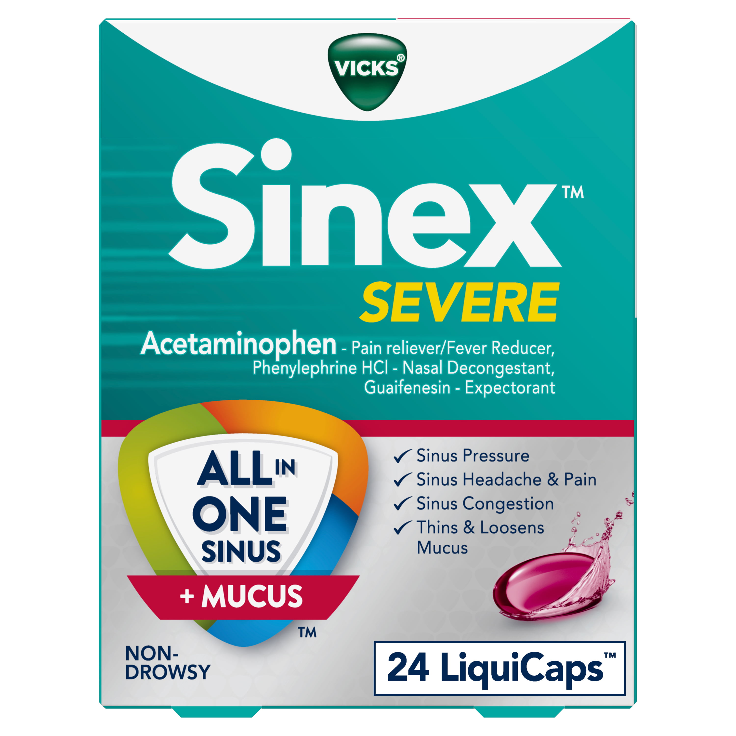 Severe Congestion Sinex Severe Liquicaps, Non-drowsy Sinus + Mucus ...