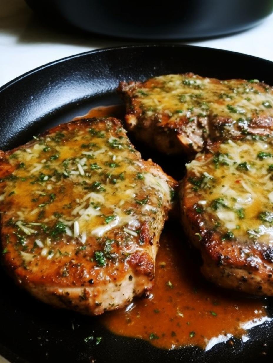 Caramelized Garlic-Herb Pork Chops
