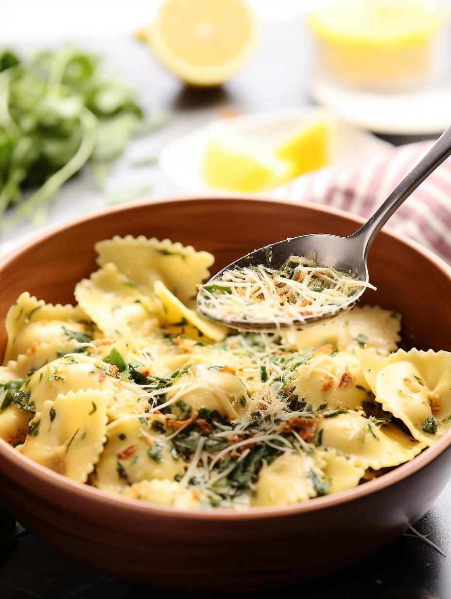 Cheesy Ravioli in a Tangy Lemon Basil Butter Glaze