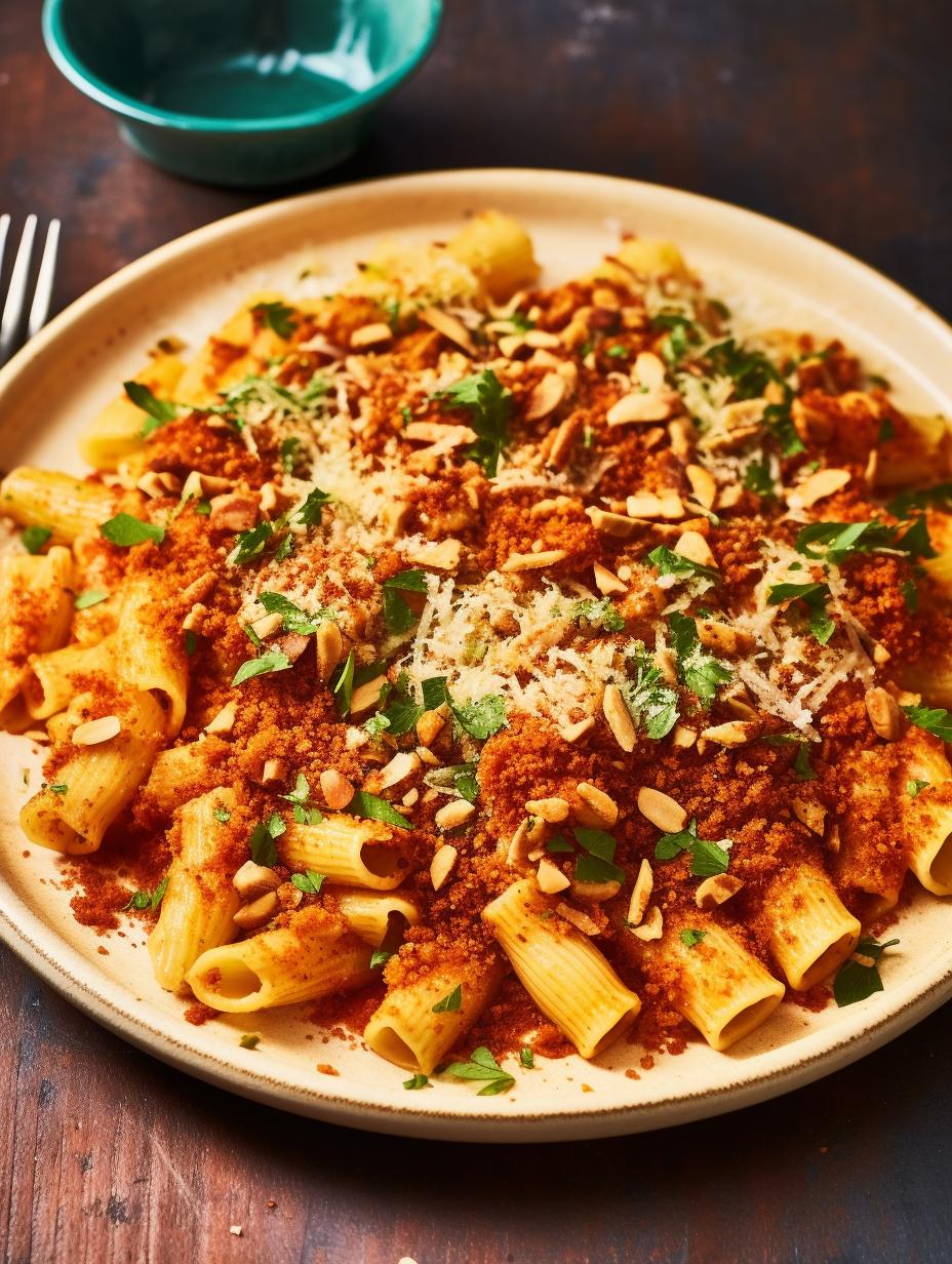 Crispy Panko Topping Sun-Dried Tomato Pasta