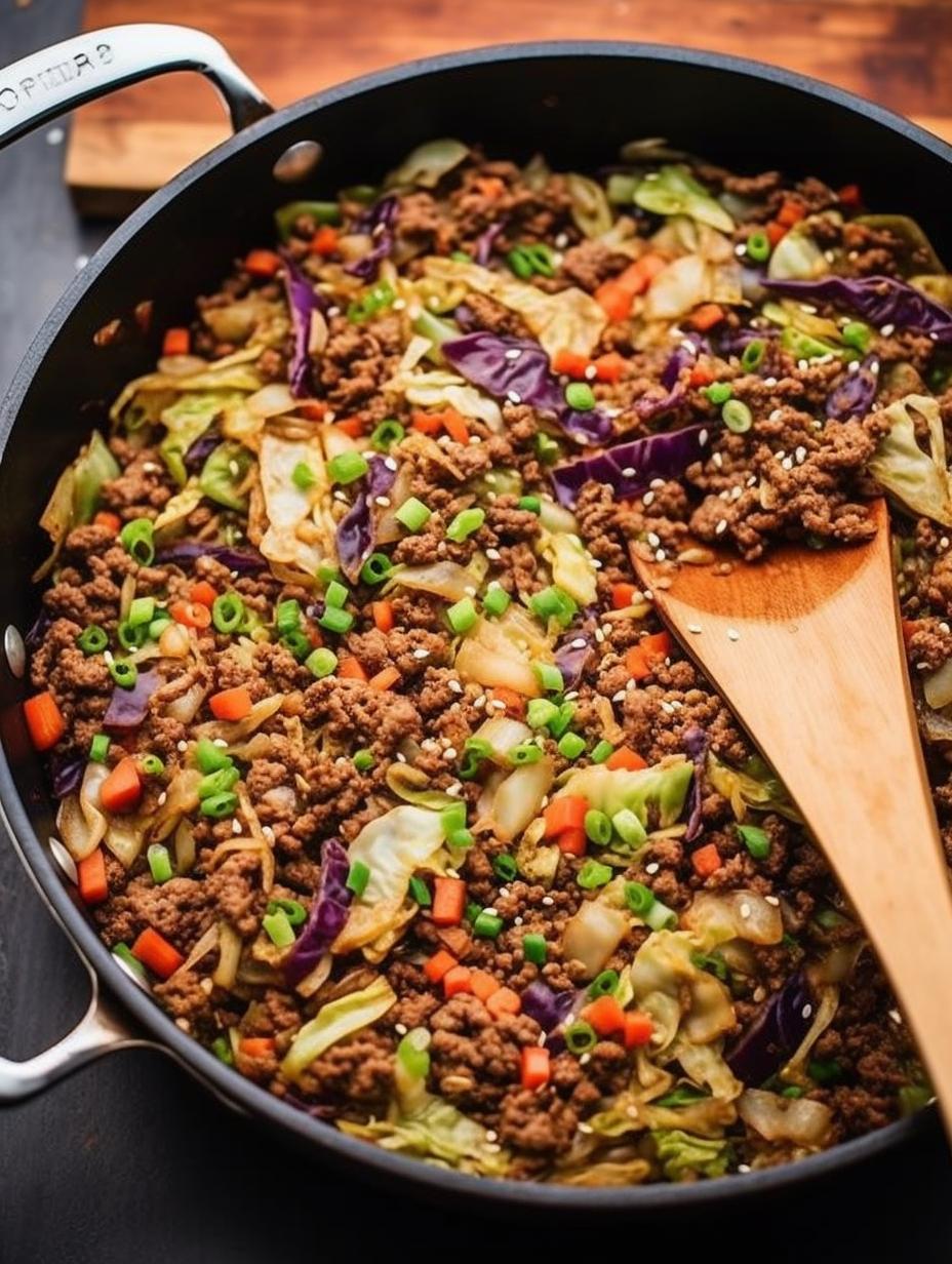 Hearty Ground Beef and Cabbage Stir Fry