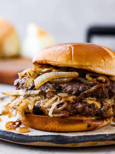 Savory Onion Smash Burgers with Garlic Herb Aioli