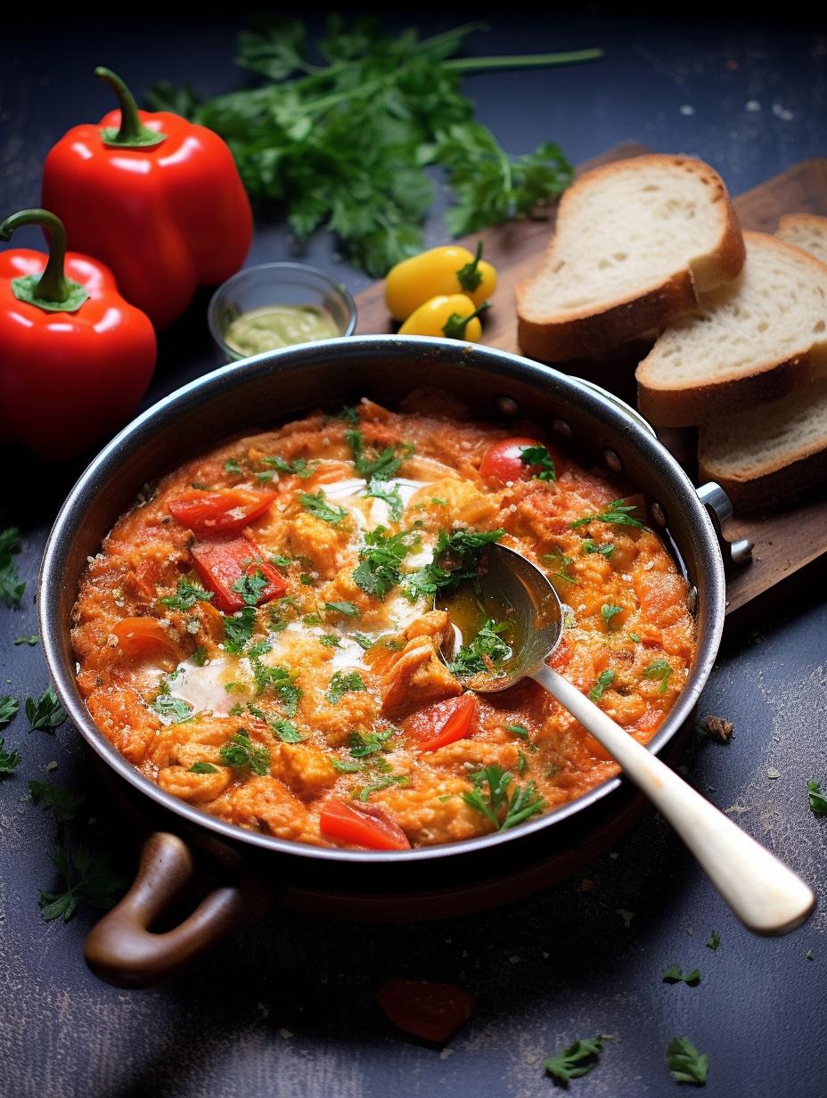 Savory Turkish Menemen - Tangy Eggs Bathed in Tomato Sauce