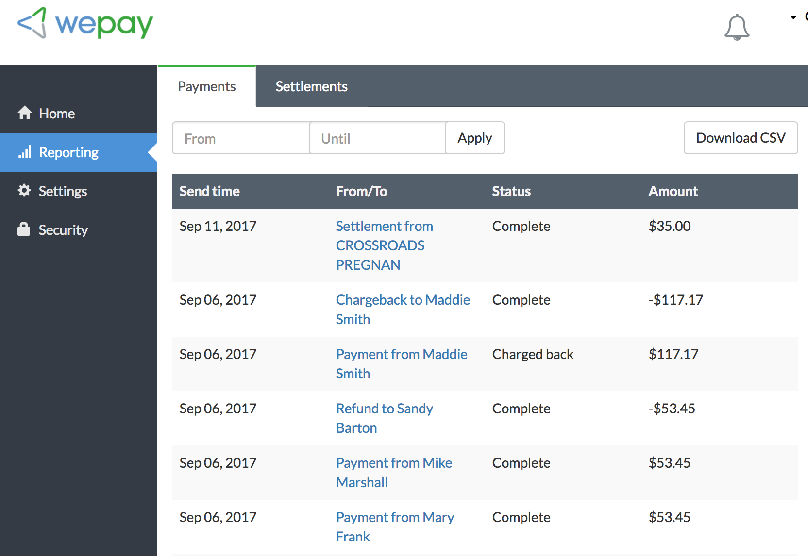 Settlements (Deposits) for WePay Customers