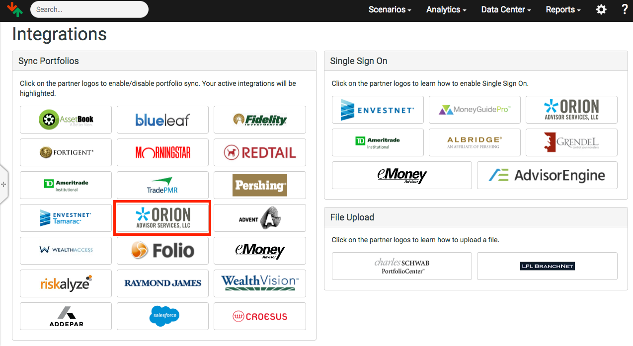 Setting up Orion Portfolio Sync