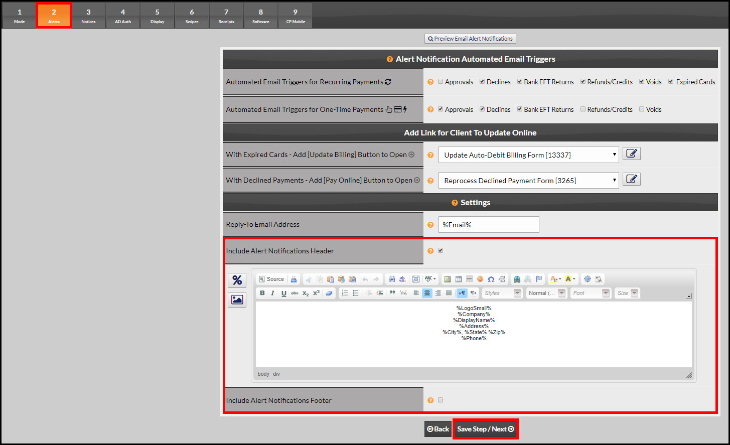 Receipts: How can I customize my email receipts header and footer?