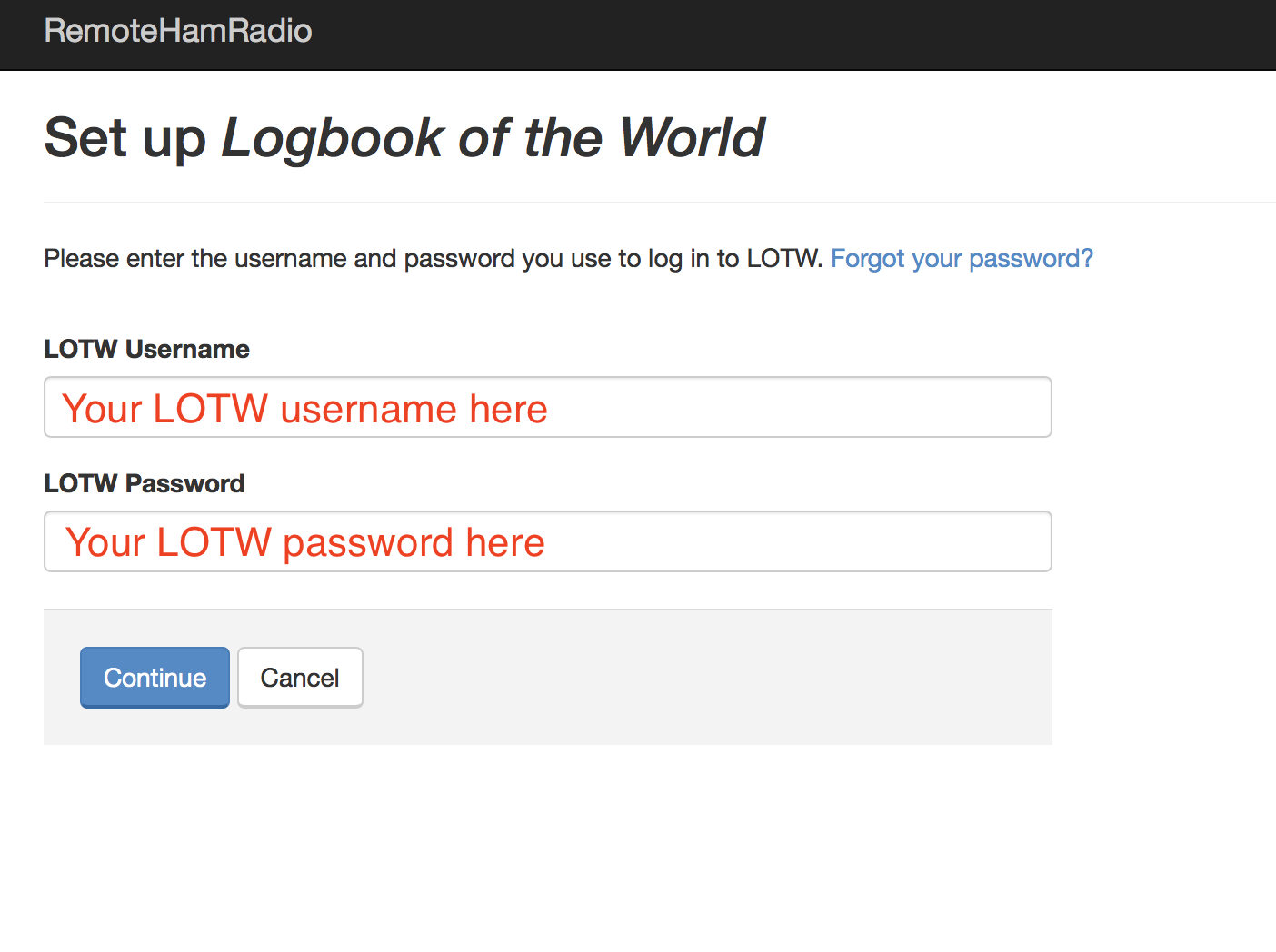 Setting Up LOTW with RHR Logger