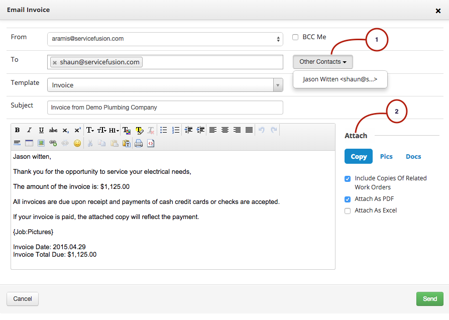 Email Module Enhancements – Service Fusion