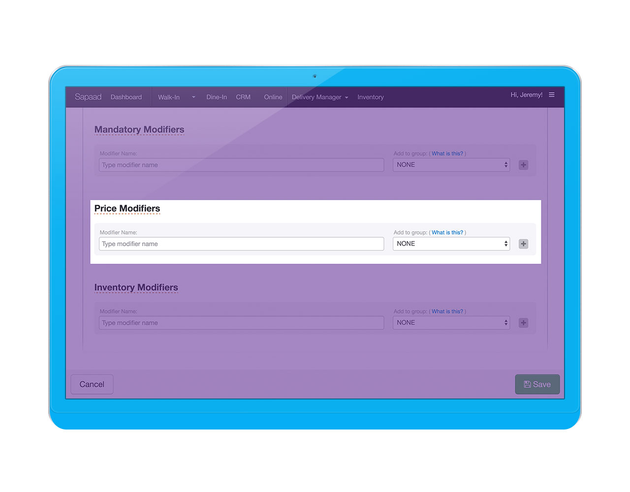 How to add a Price Modifier to an item? - Sapaad