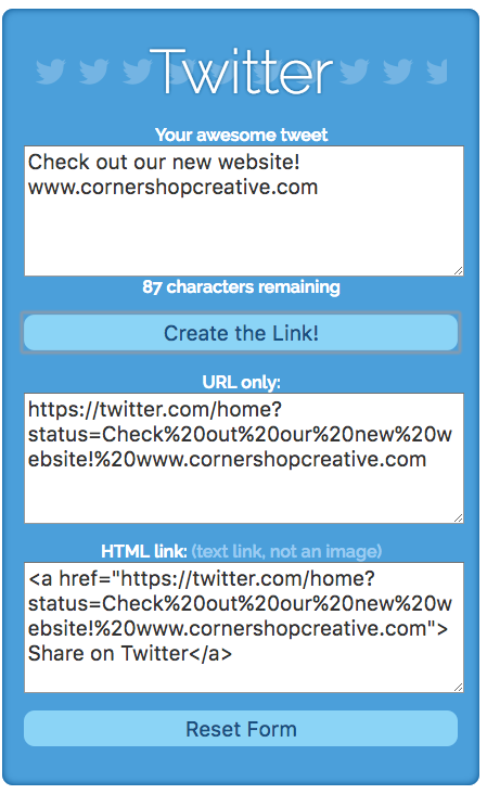 How do I create a Tweet Share link? : Cornershop Creative