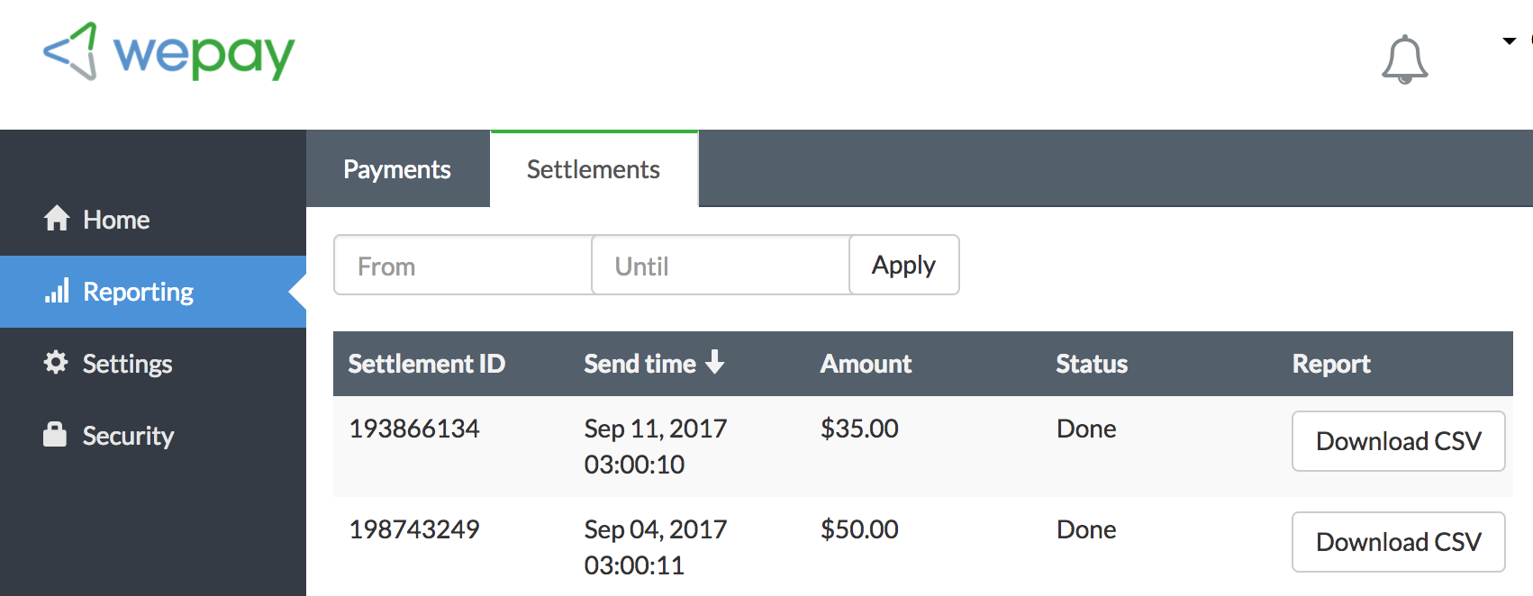 Settlements (Deposits) for WePay Customers