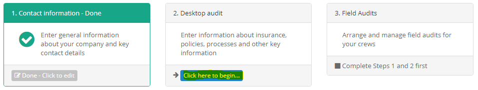 Step 2: Entering your company information (Desktop Audit)
