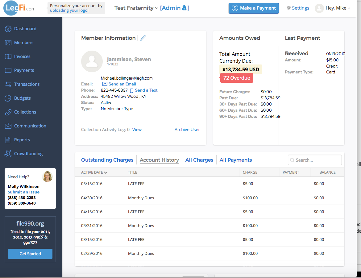 How do I view a member's detailed account history? – LegFi
