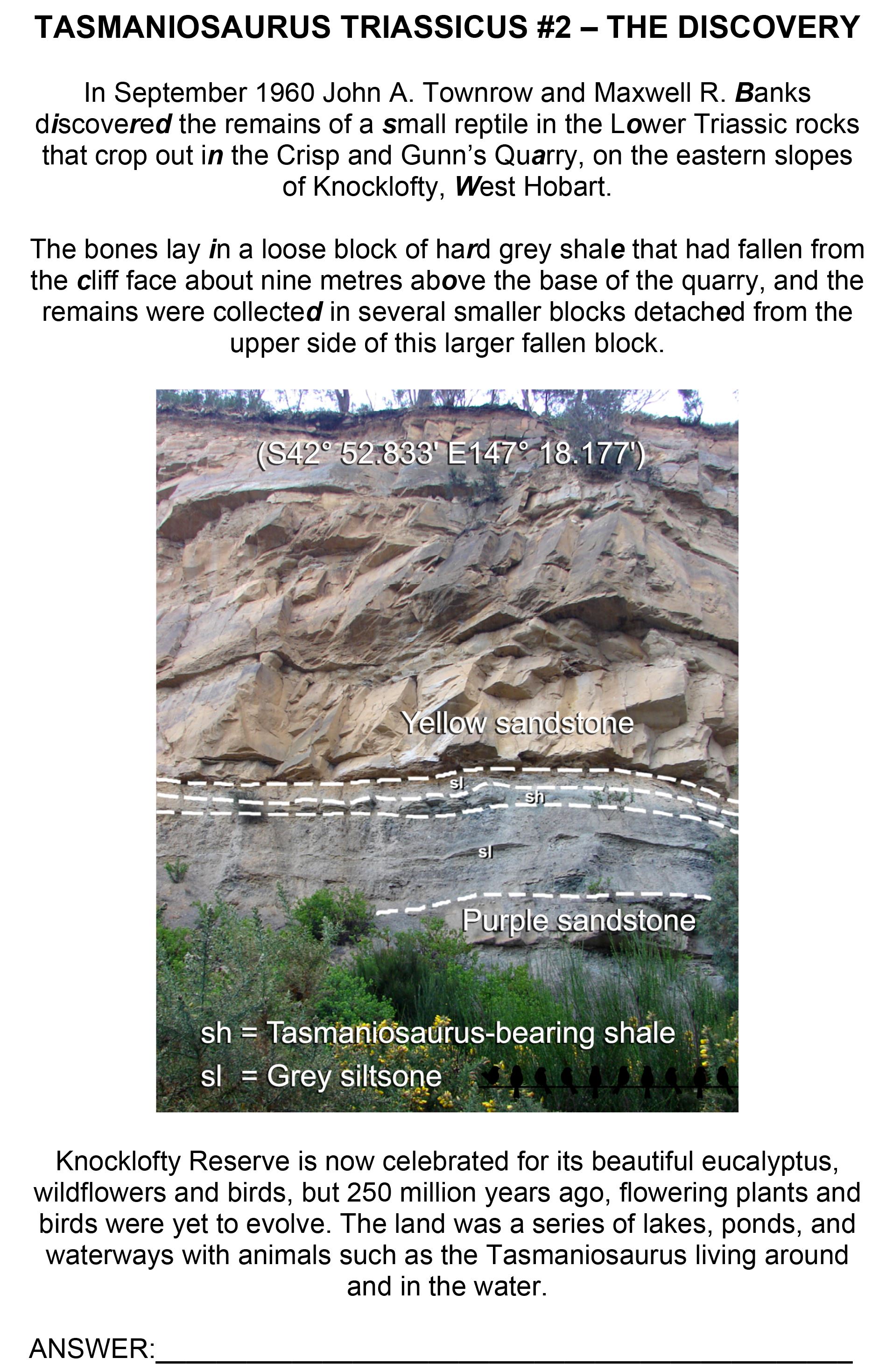 GCABQTN Tasmaniosaurus Triassicus (Unknown Cache) in Tasmania ...