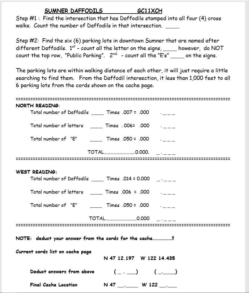 GC11XCH SUMNER's Daffodils (Multi-cache) in Washington, United States ...
