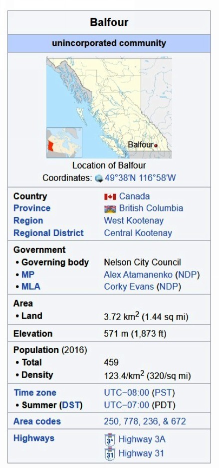 Balfour, British Columbia Canada - Wikipedia Entries on Waymarking.com