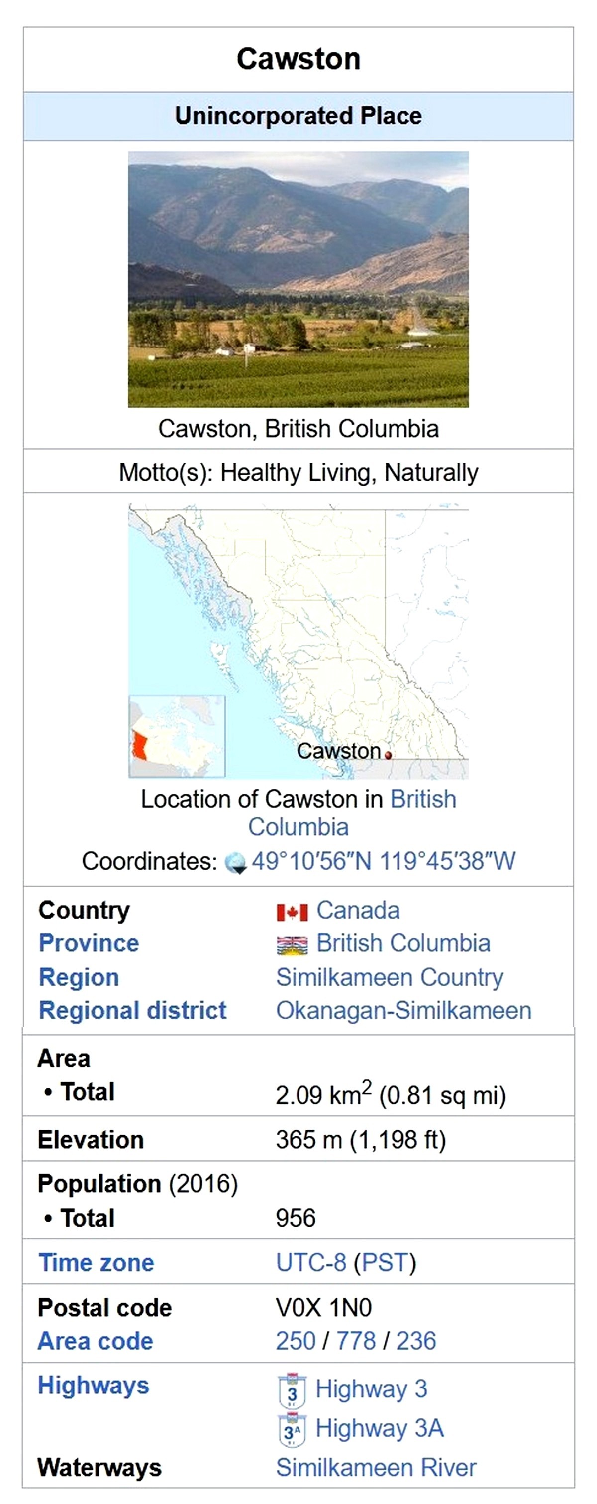 Cawston, British Columbia Canada - Wikipedia Entries on Waymarking.com
