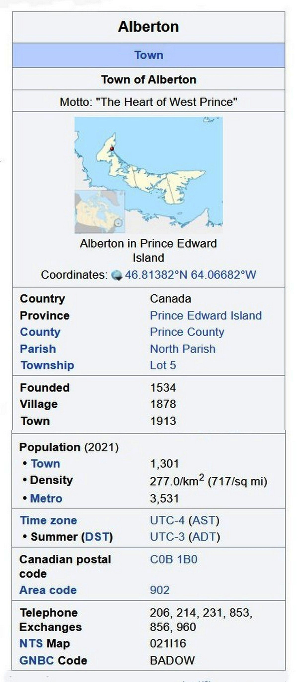 Alberton, Prince Edward Island Canada - Wikipedia Entries on Waymarking.com