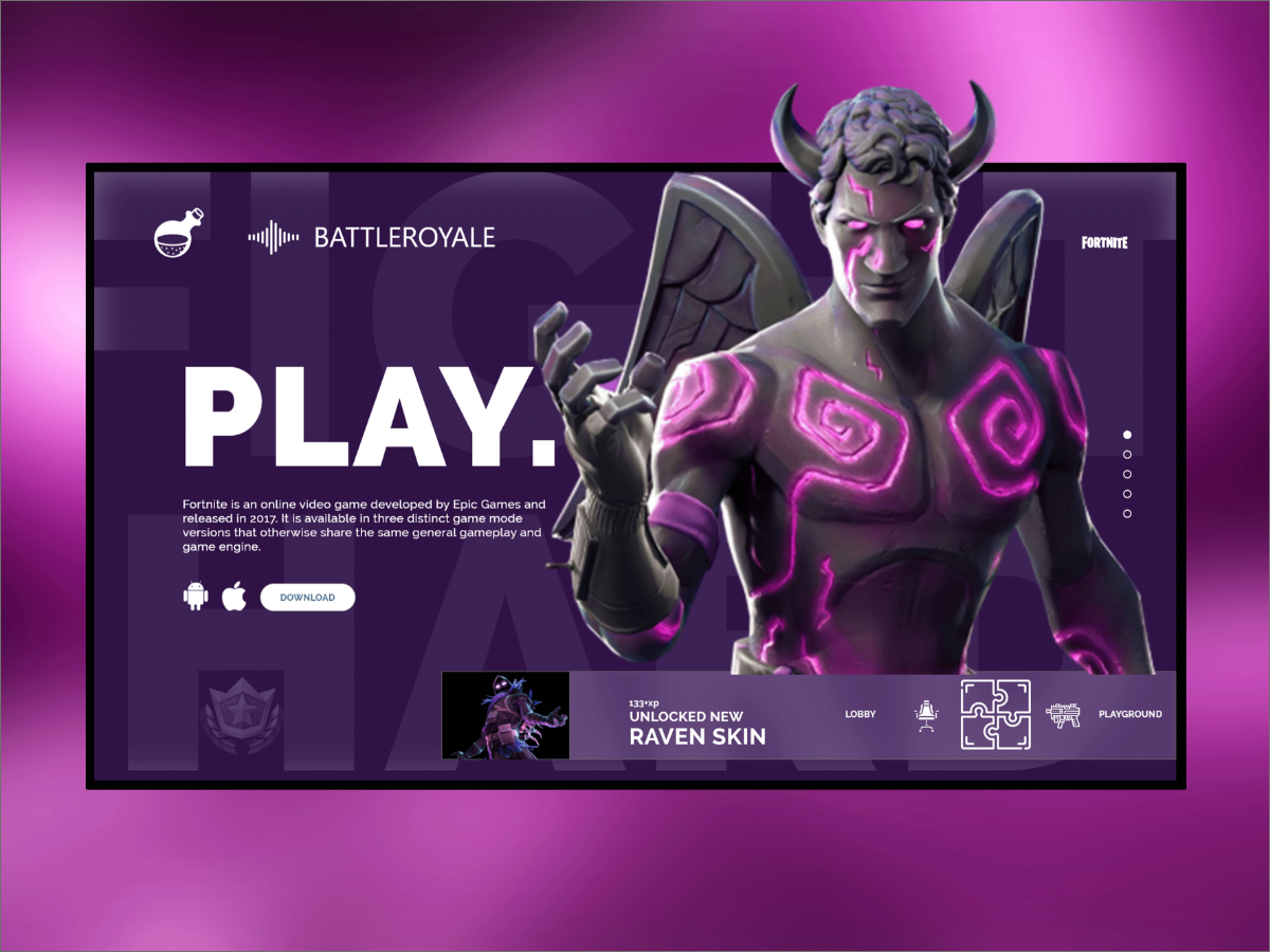 Fortnite Characters Landing page Design - Binary Case